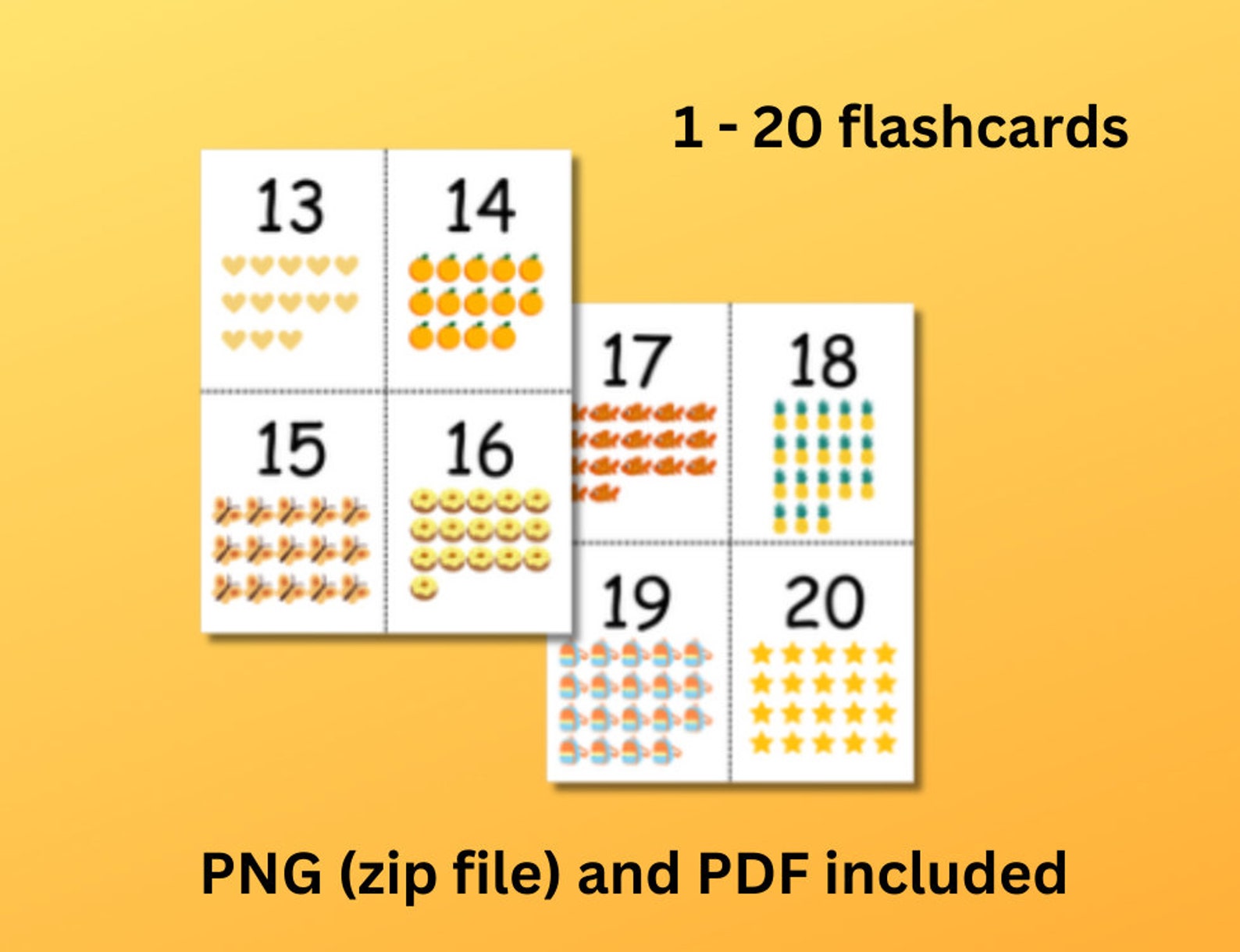 Printable Learning My Numbers 1-20 With Pictures- Flashcards/pre-k ...