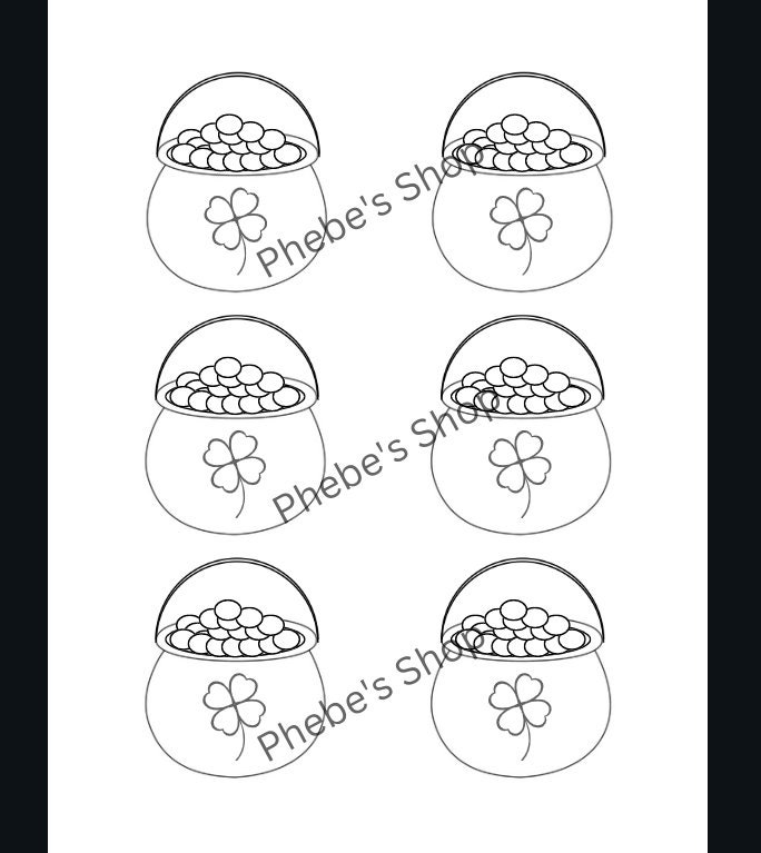 Printable St Patrick's Day Pot of Gold Template, Big and Small Size - Etsy