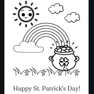 Printable St Patrick's Day Coloring Page|pot of Gold|rainbow|shamrock ...
