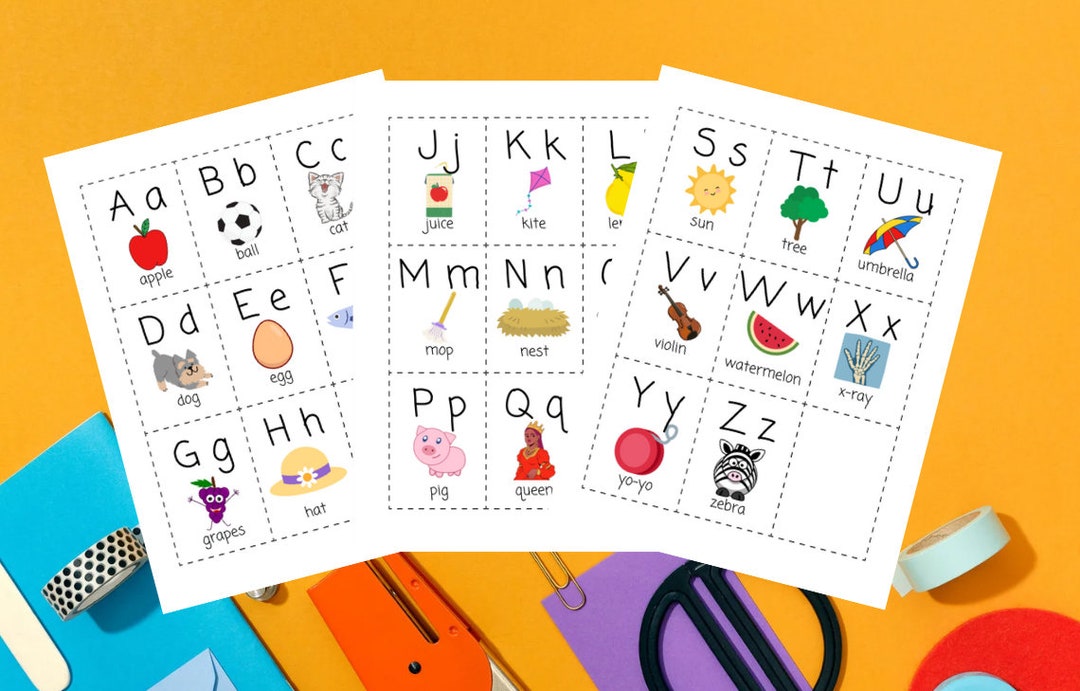 Printable Learning My Abcs With Pictures- Flashcards - Etsy