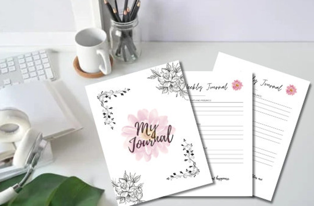 Printable Weekly Journal Kit - 52 Pages With Cover | Gratitude, Goals ...