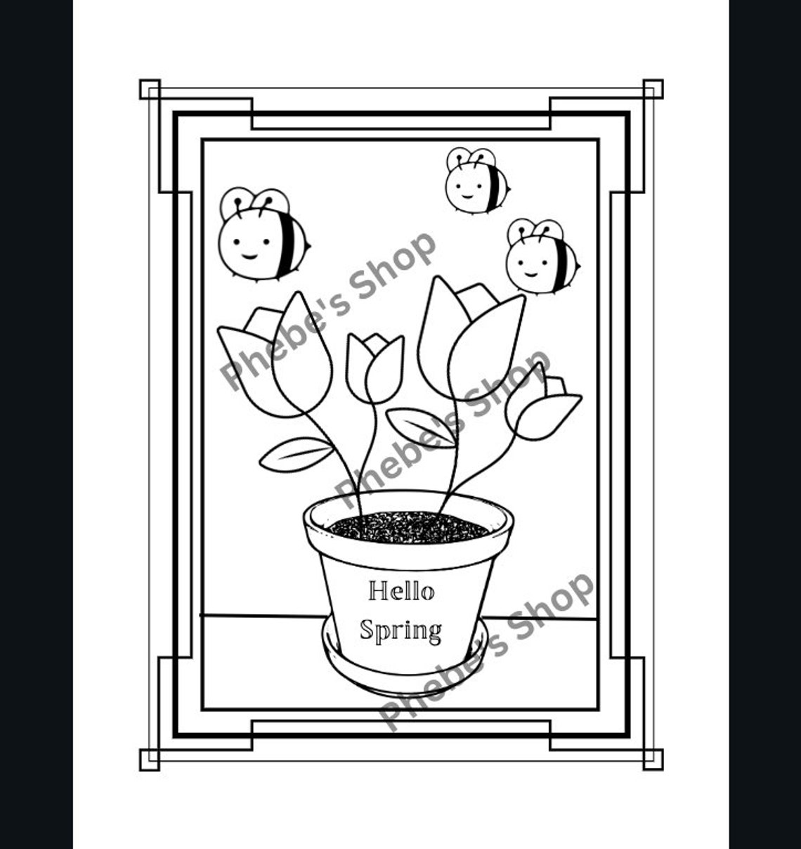 Printable Hello Spring Coloring Page - Etsy