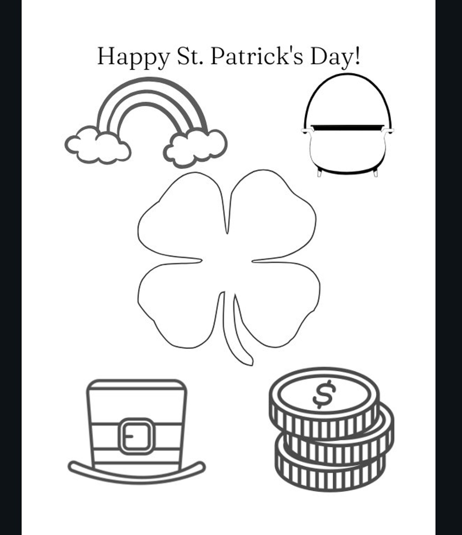 Printable St Patrick's Day Coloring Page|pot of Gold|rainbow|shamrock ...