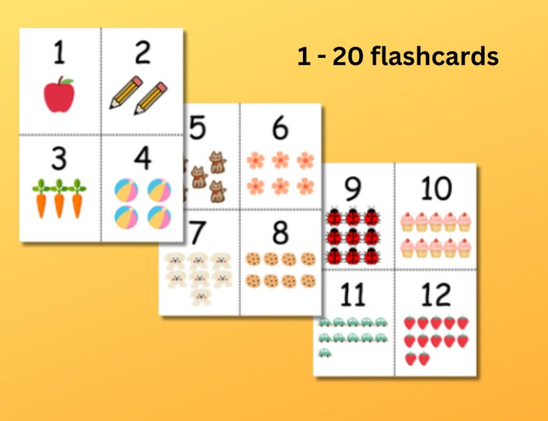 Printable Learning My Numbers 1-20 With Pictures - Etsy
