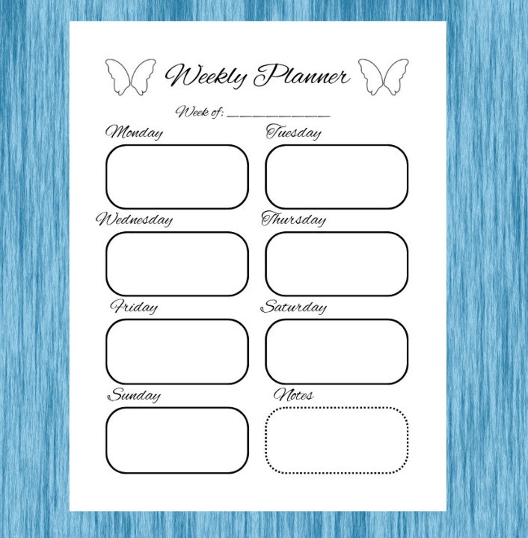 Printable Minimalist Butterfly Weekly Planner - Etsy