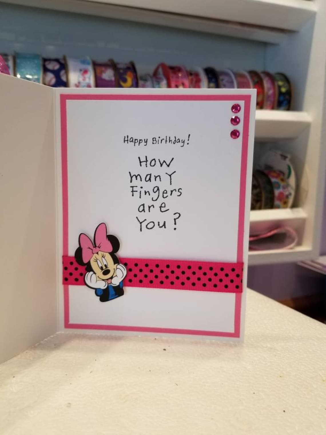 Handmade Minnie Mouse Birthday Card | Etsy