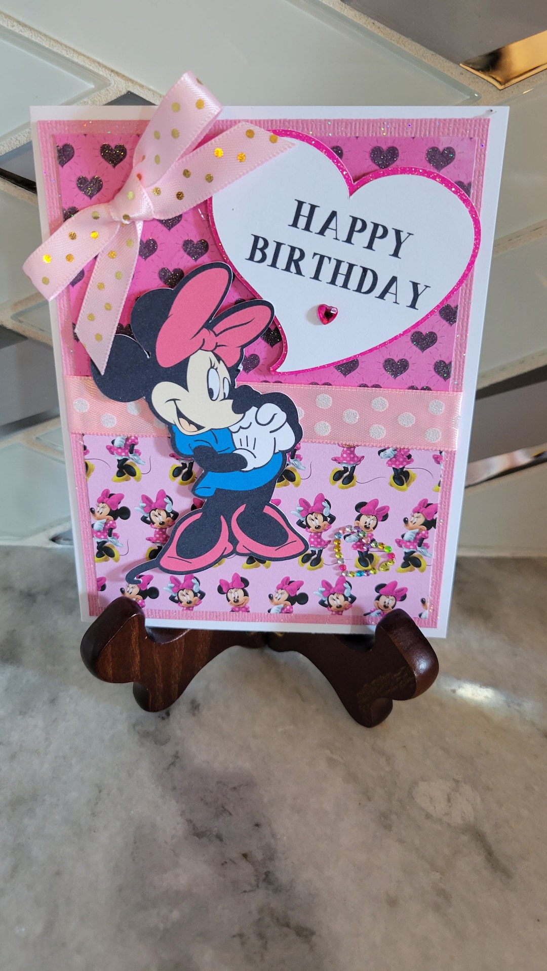 Handmade Minnie Mouse Birthday Card - Etsy