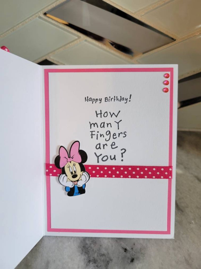 Handmade Minnie Mouse Birthday Card - Etsy