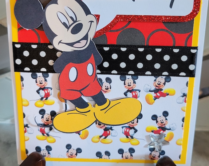 Handmade Mickey Mouse Birthday Card - Etsy