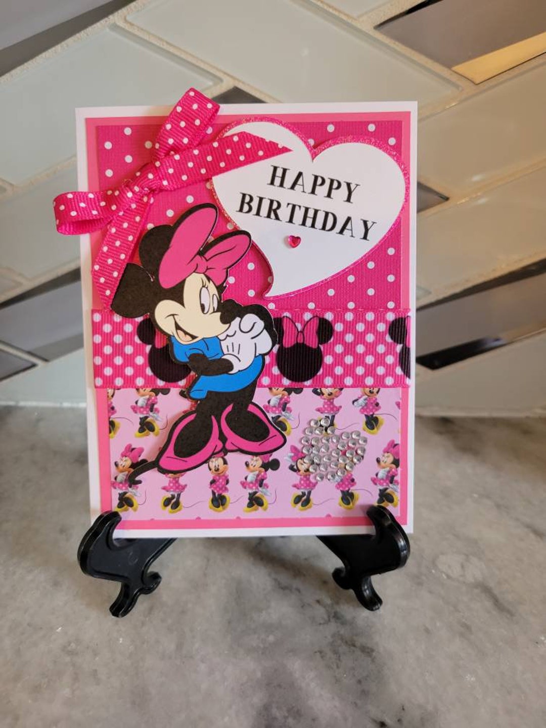 Handmade Minnie Mouse Birthday Card - Etsy