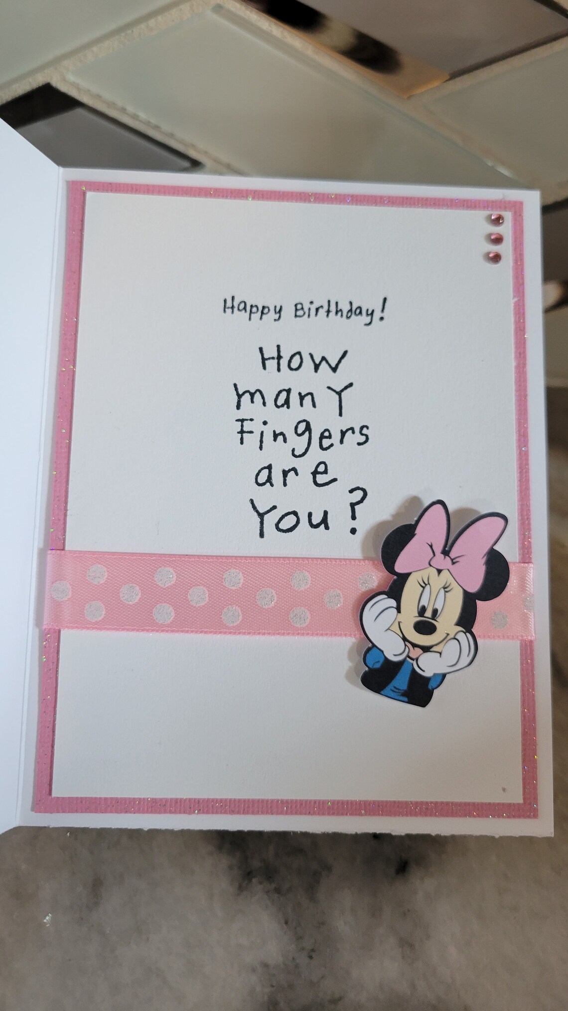 Handmade Minnie Mouse Birthday Card - Etsy