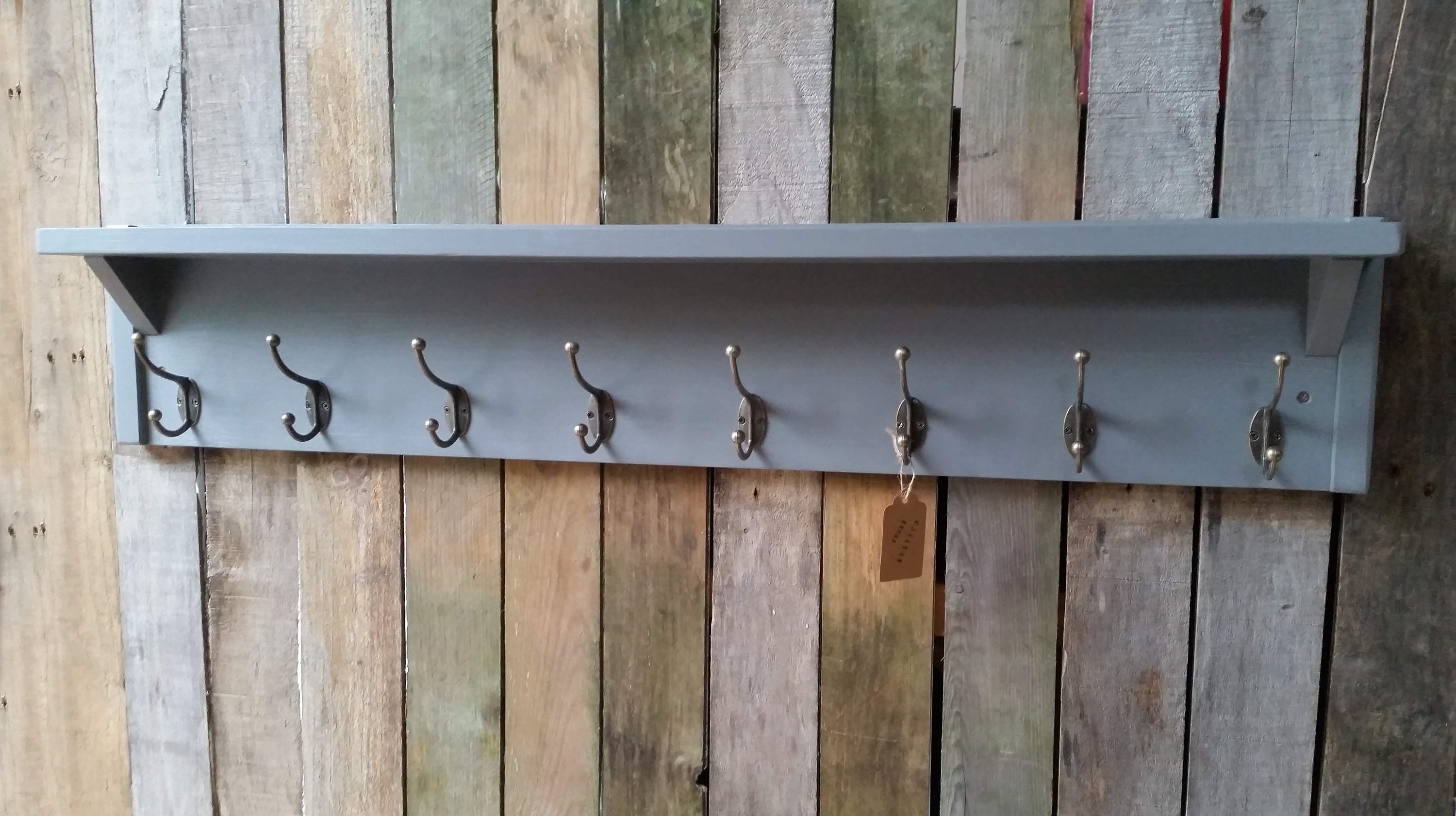 Grey Coat Rack With Shelf Solid Wood Vintage Rustic Antique - Etsy UK