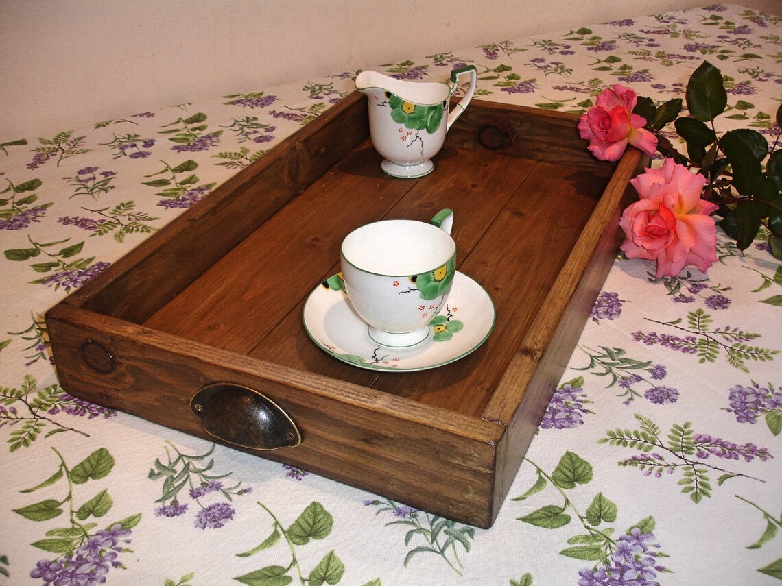Rustic Wooden Tray Handmade Wooden Tea Tray Serving Tray - Etsy UK