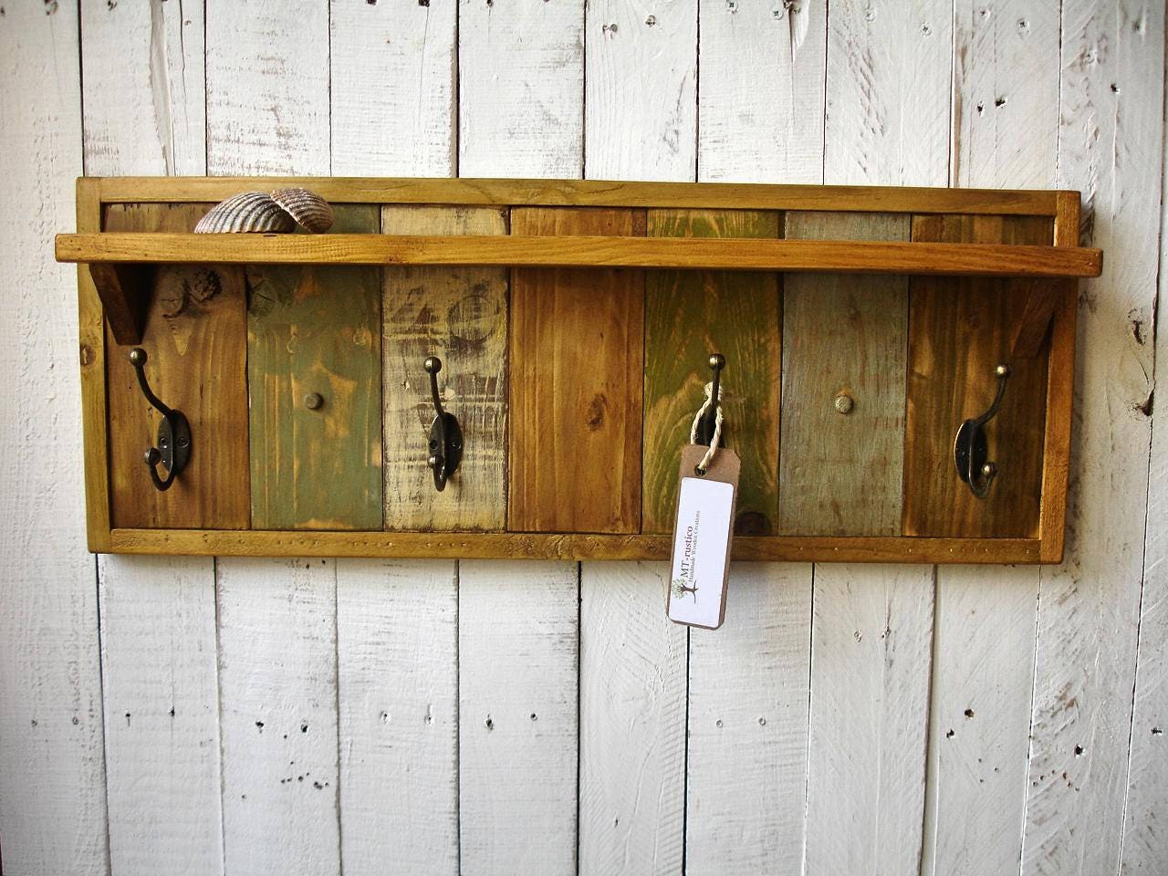 Kapstok met plank rustieke gang hanger Handgemaakte - Etsy Nederland
