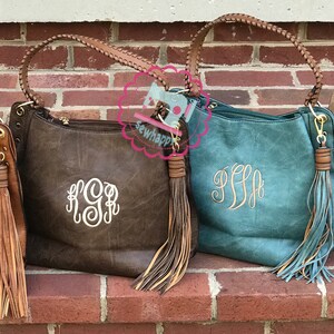 Rachel Monogrammed Tassel Hobo Purse Monogrammed Handbag - Etsy