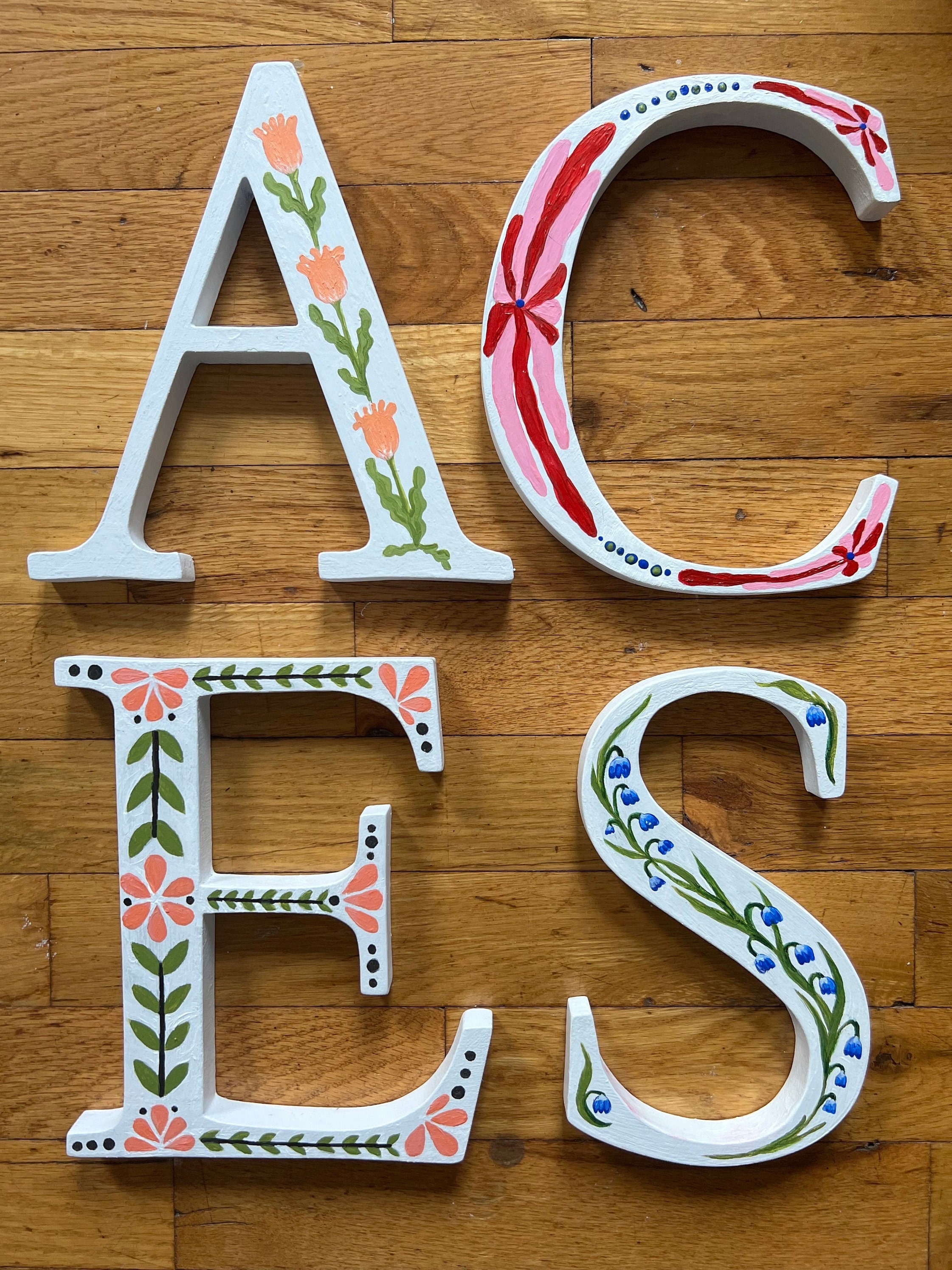 Hand Painted Wooden Letters - Etsy