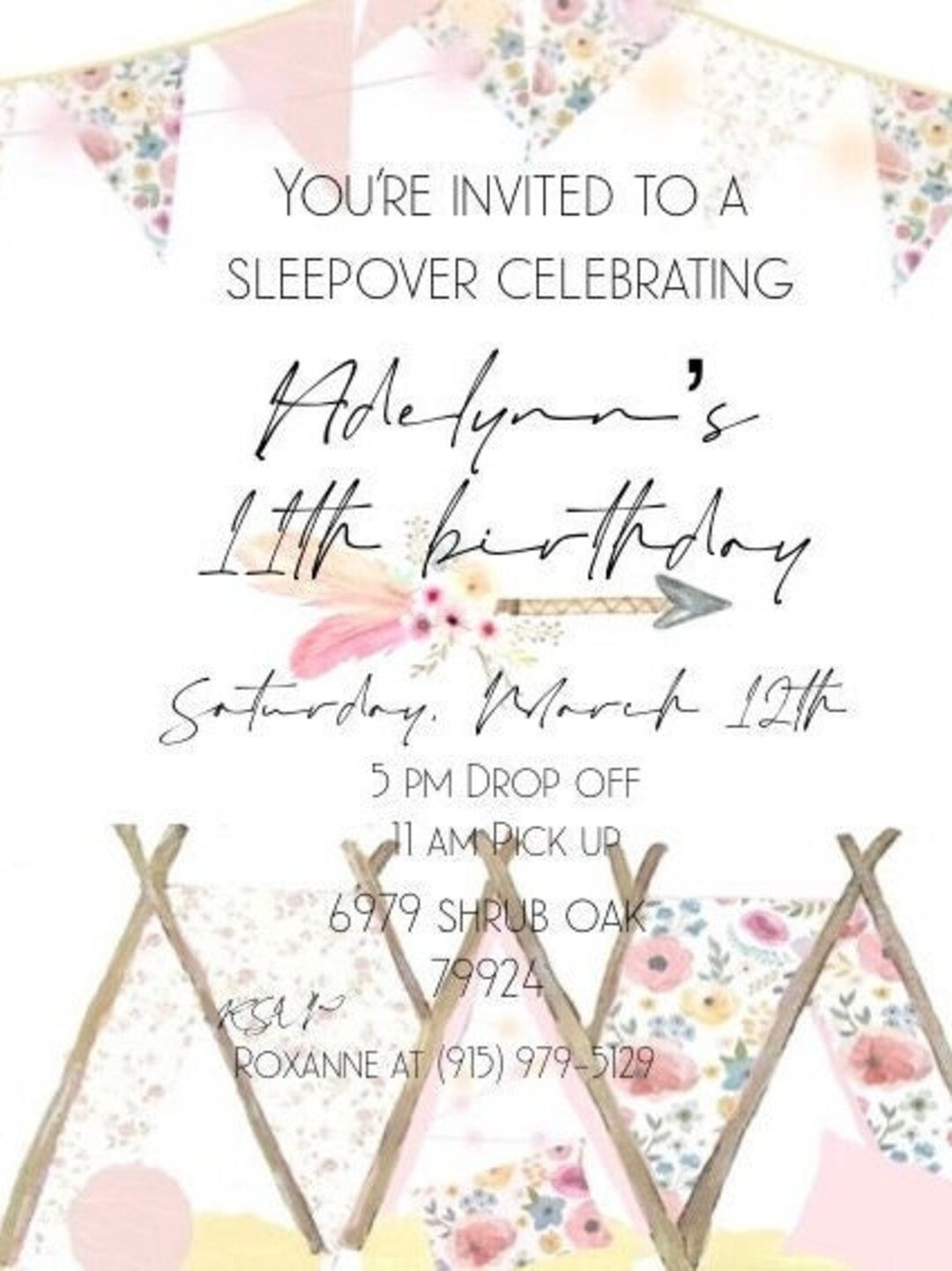 Boho Digital Sleepover Invitation - Etsy