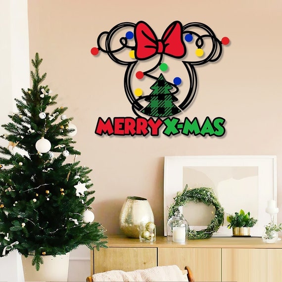Merry Xmas Door Sign Christmas Disney Cut Sign Minnie Head - Etsy
