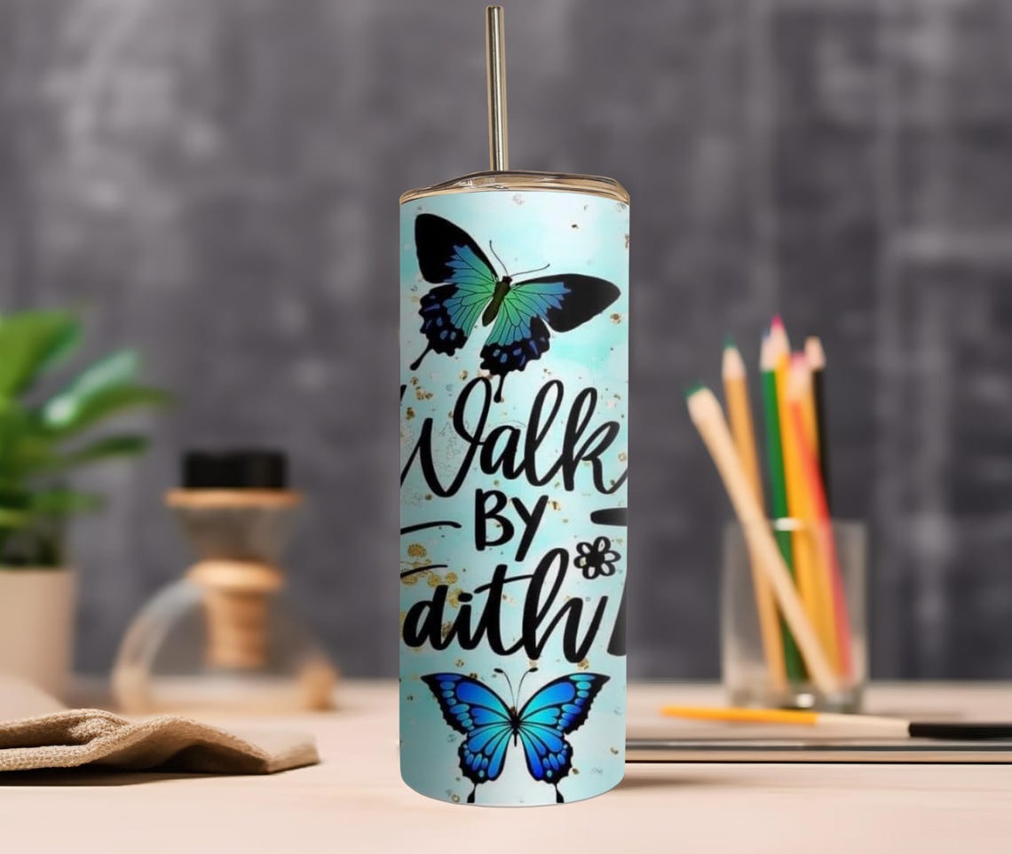 Walk in Faith 20oz Tumbler, Special Gift, Hot & Cold Drink. Unique ...