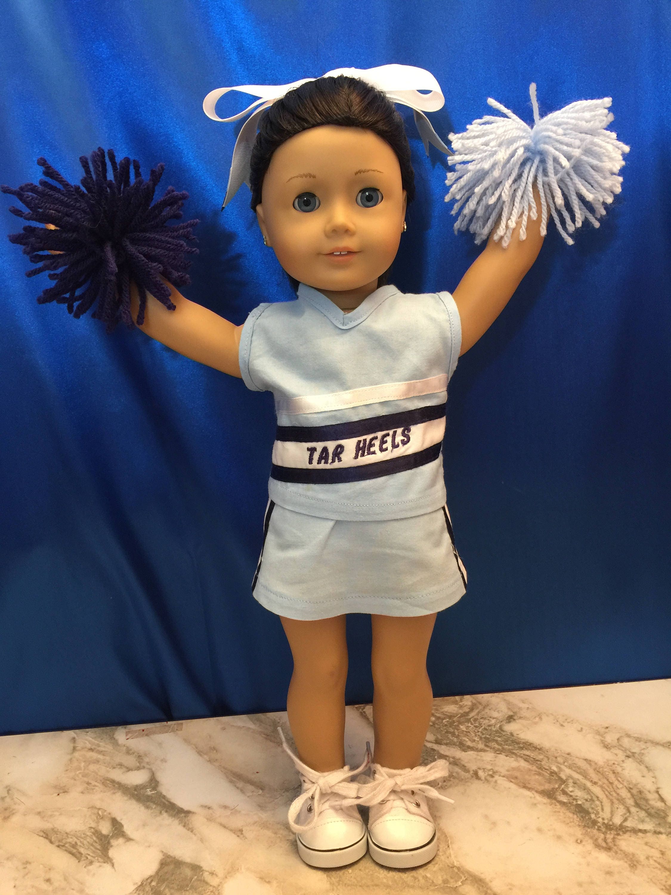 Homemade Doll Clothes: Tar Heels Cheerleading Outfit Includes Top ...