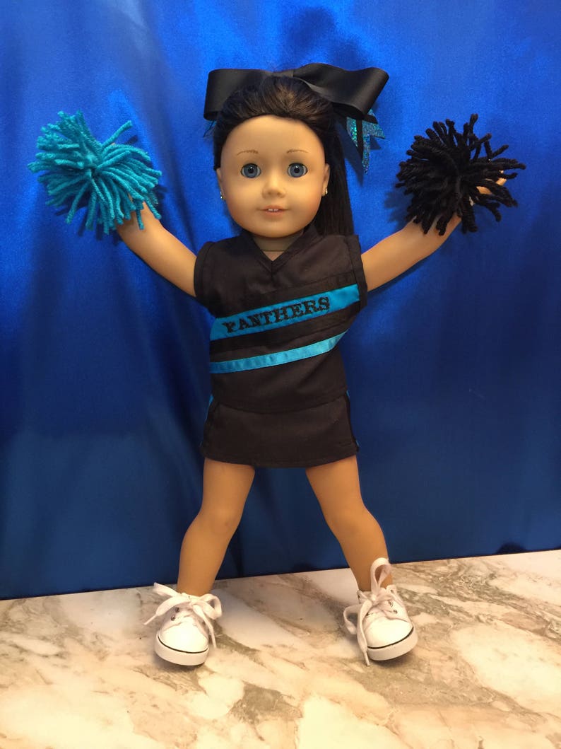 Homemade 18 Inch Doll Panthers Cheerleading Outfit Includes Top, Skirt ...