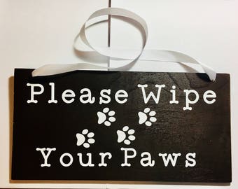 Wipe Your Paws Sign | Etsy