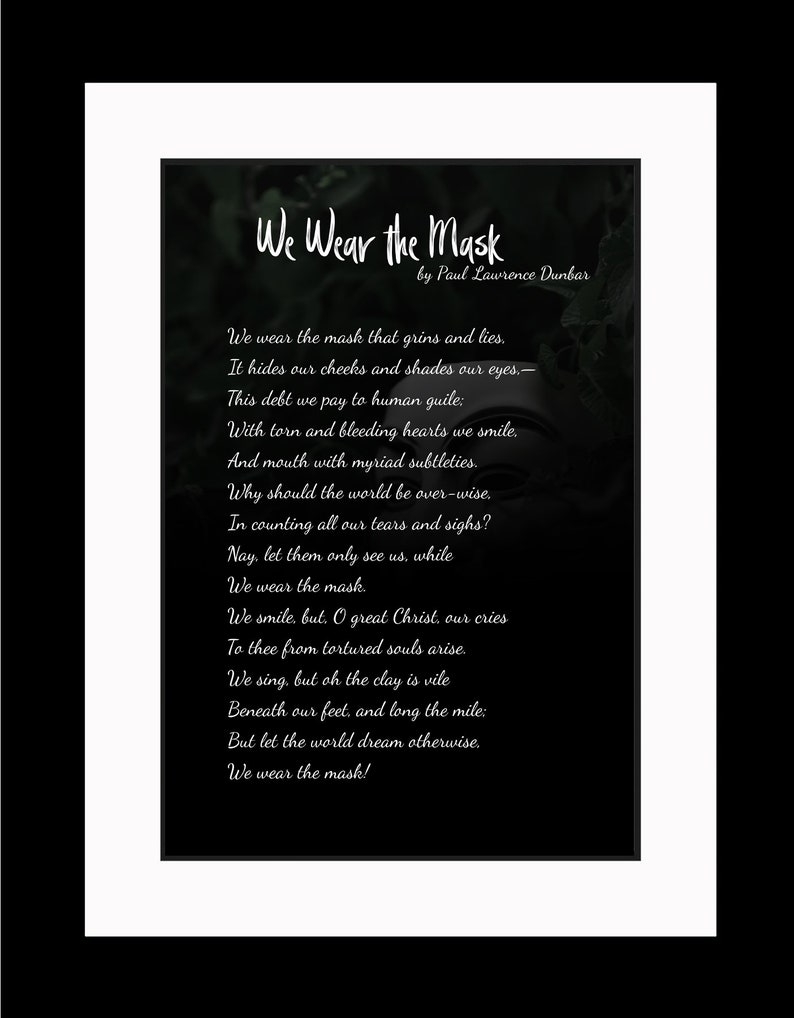 Paul Lawrence Dunbar We Wear the Poster Print Picture or - Etsy