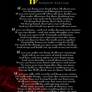 Rudyard Kipling Poem “if” | Motivational Poster, Print, Picture or ...