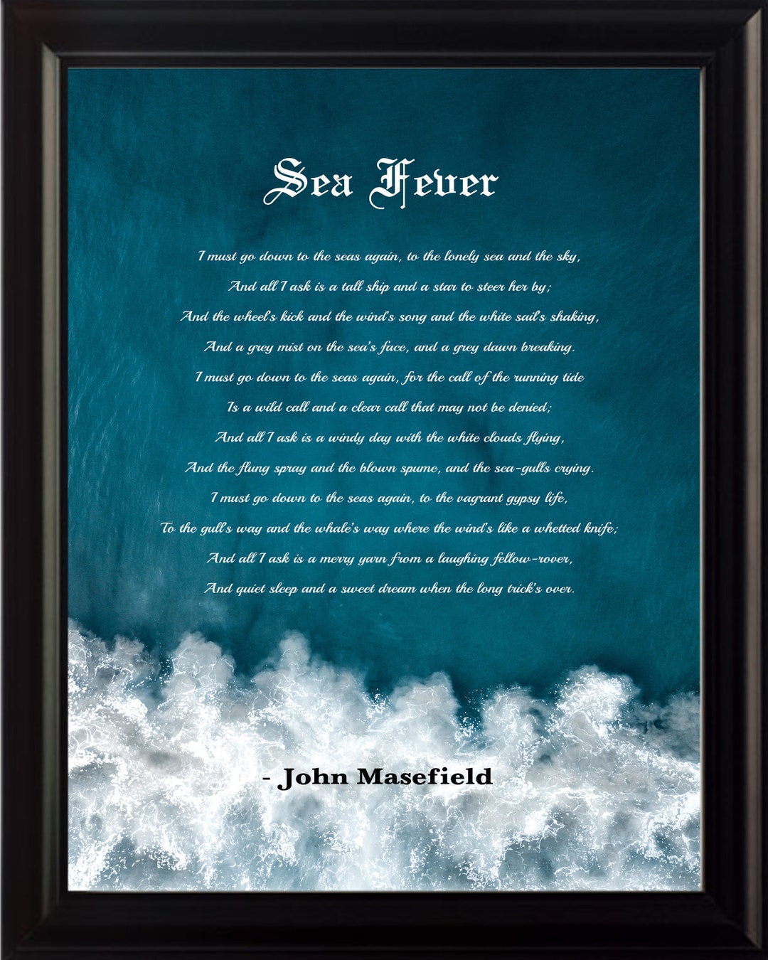 John Masefield Sea Fever Poster, Print, Picture or Framed Photograph - Etsy