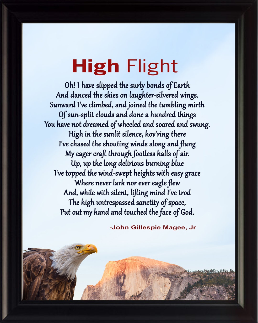 John Gillespie Magee, Jr High Flight Poster, Print, Picture or Framed Photograph - Etsy