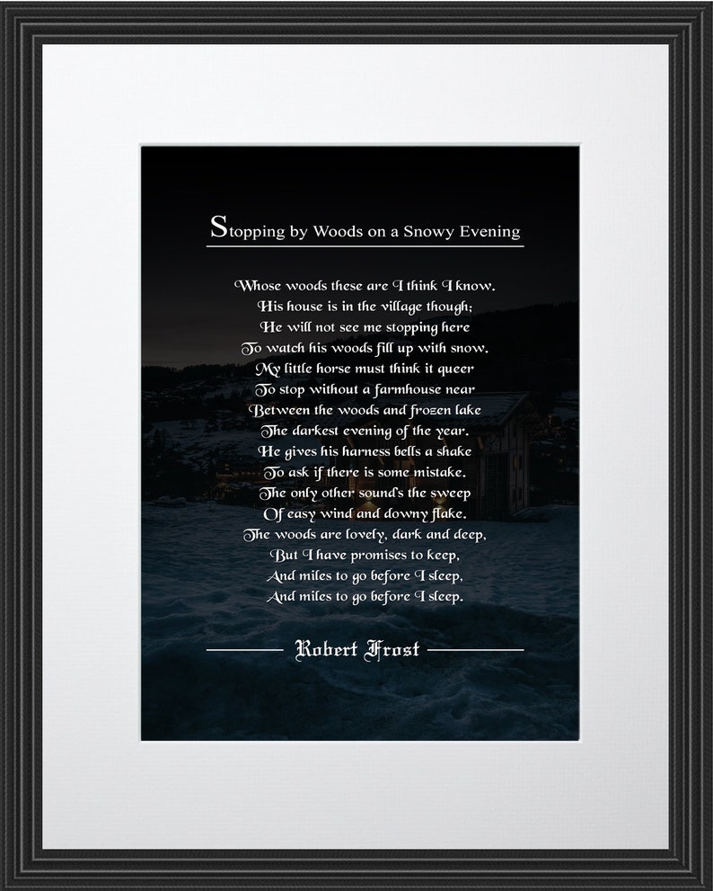 Robert Frost Stopping by Woods Poster Print Picture or | Etsy