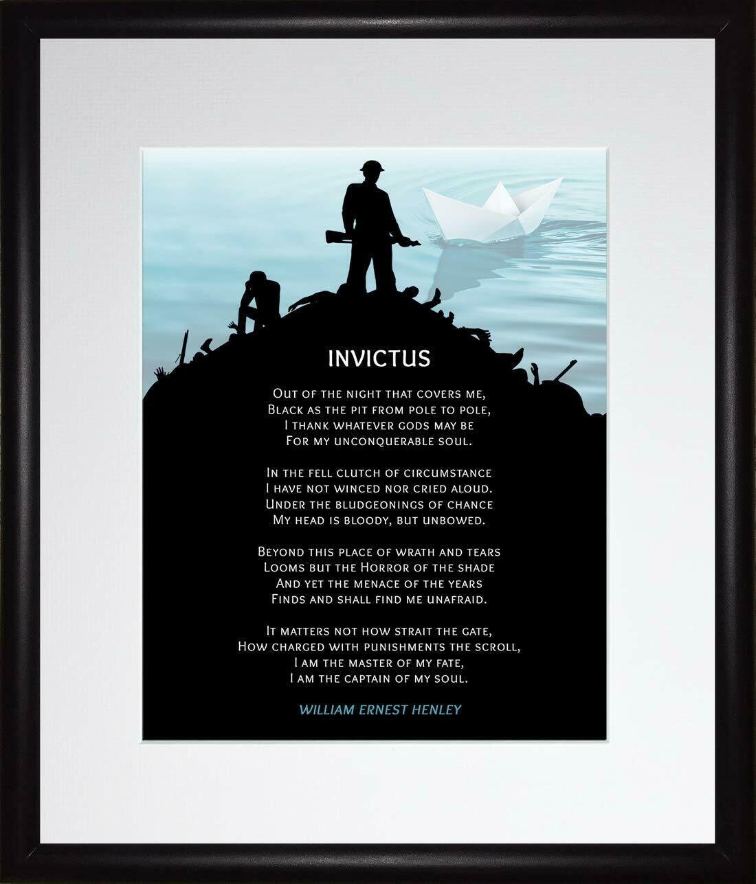 Invictus Poem by William | Motivational Poster Print Picture or Framed ...