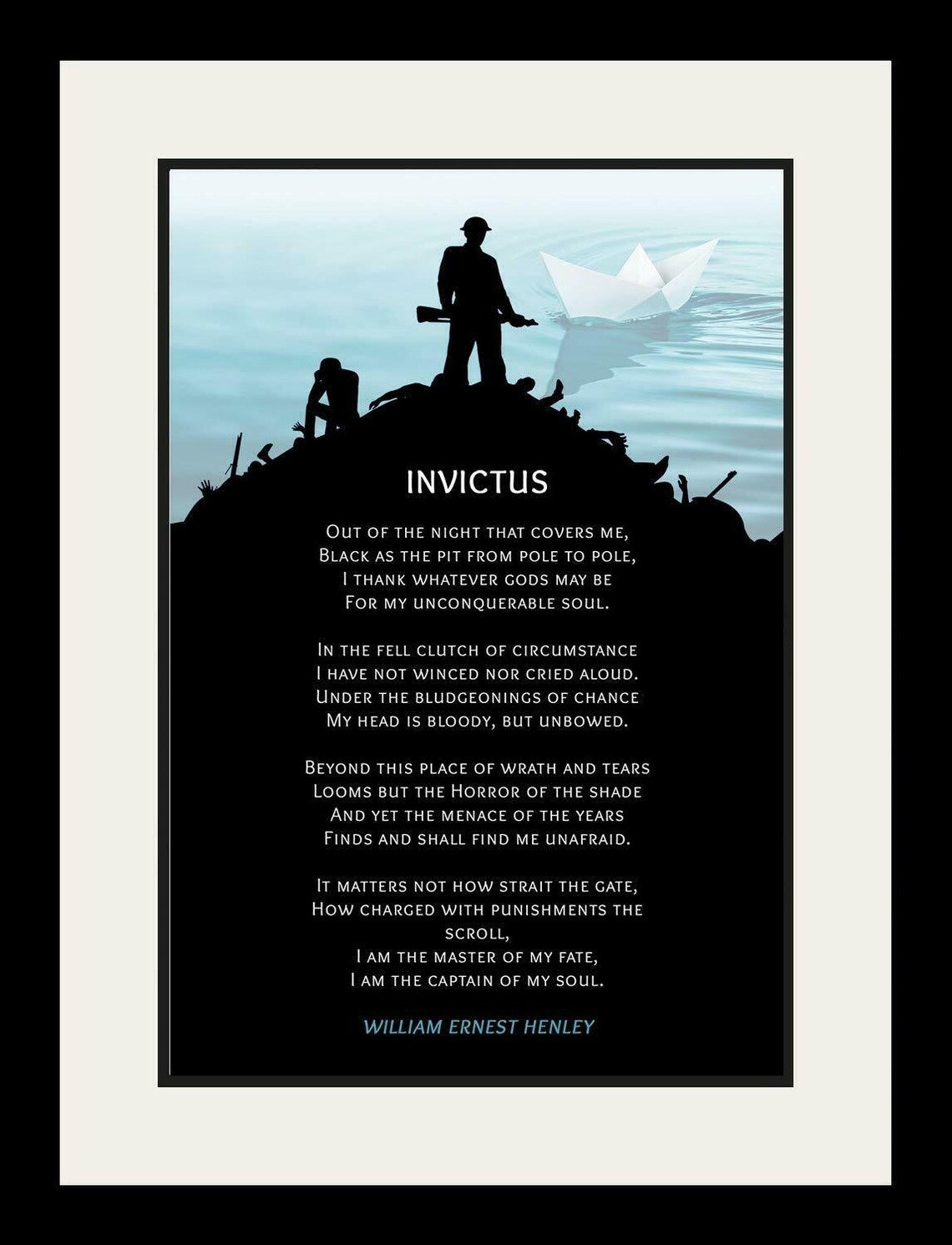 Invictus Poem by William | Motivational Poster Print Picture or Framed ...