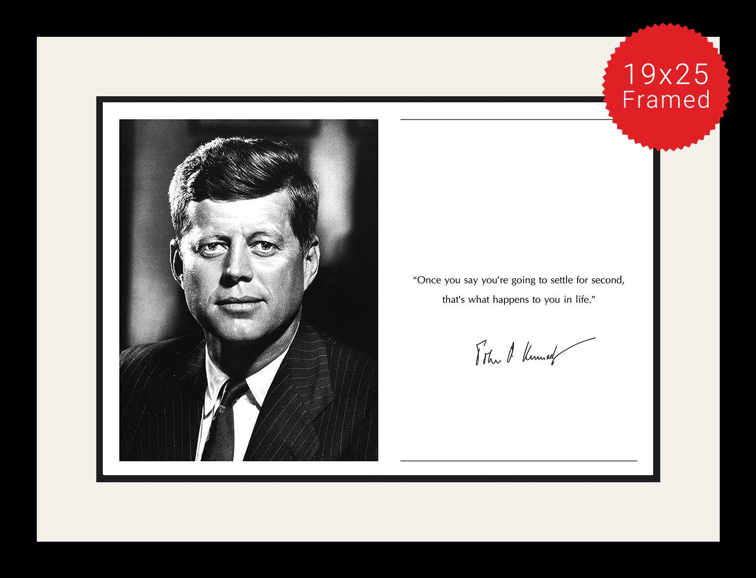 John F Kennedy JFK Photo Picture Poster or Framed Quote | Etsy