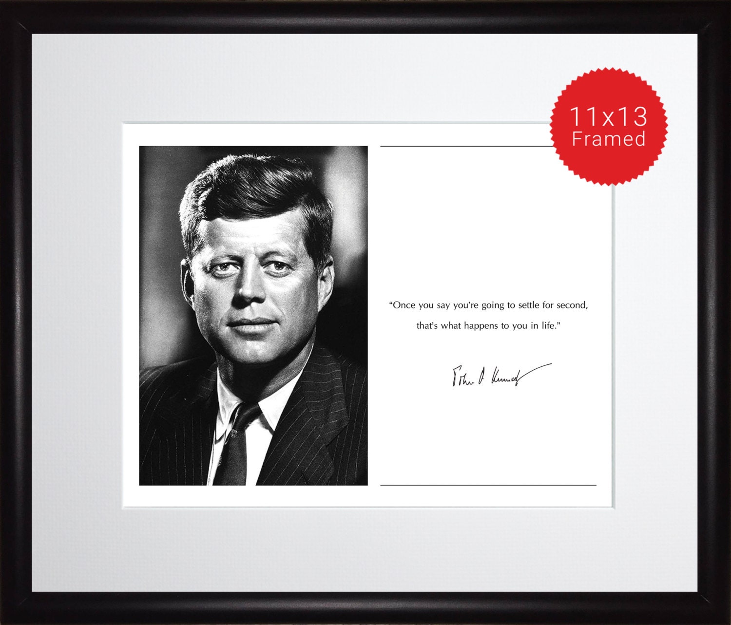 John F Kennedy JFK Photo Picture Poster or Framed Quote | Etsy