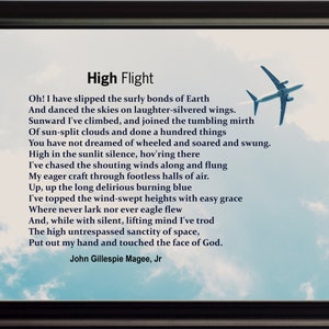 John Gillespie Magee, Jr High Flight Poster, Print, Picture or Framed ...