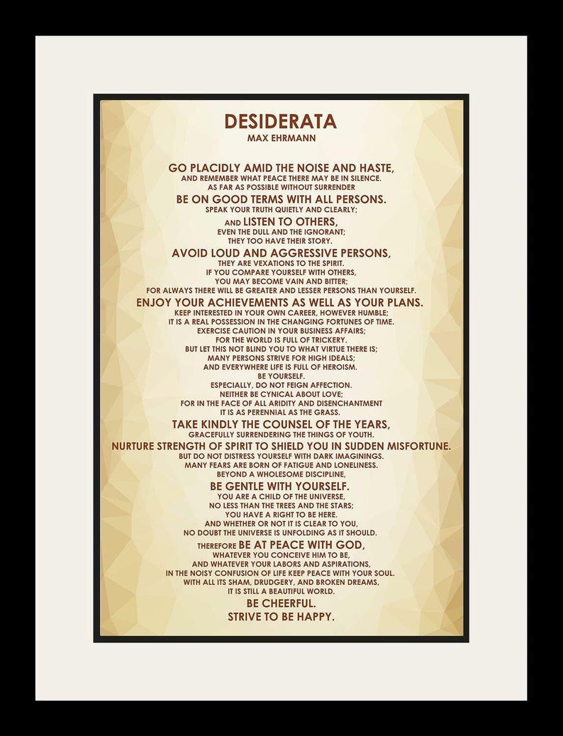 Desiderata Poem Max Ehrmann Framed Poster Picture Print | Etsy UK