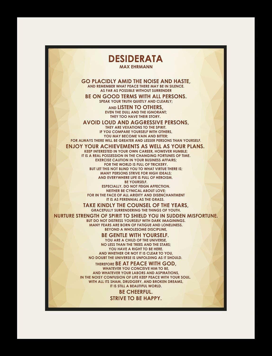 Desiderata Poem Max Ehrmann, Framed Poster Picture Print Motivational ...