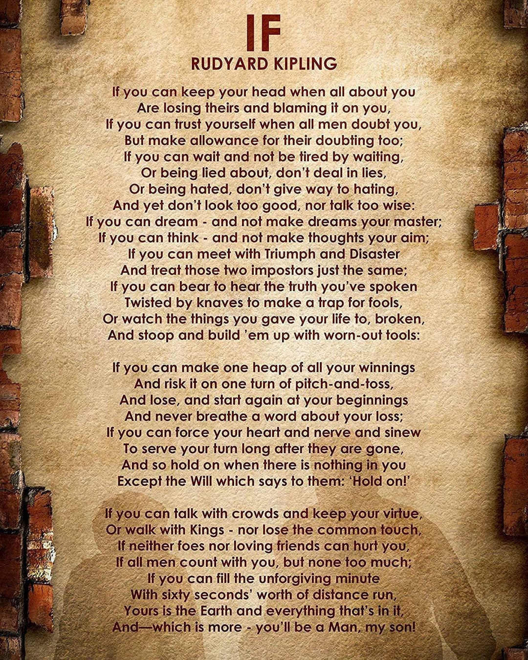 If Poem by Rudyard Kipling - Framed Poster Picture Print Motivational ...