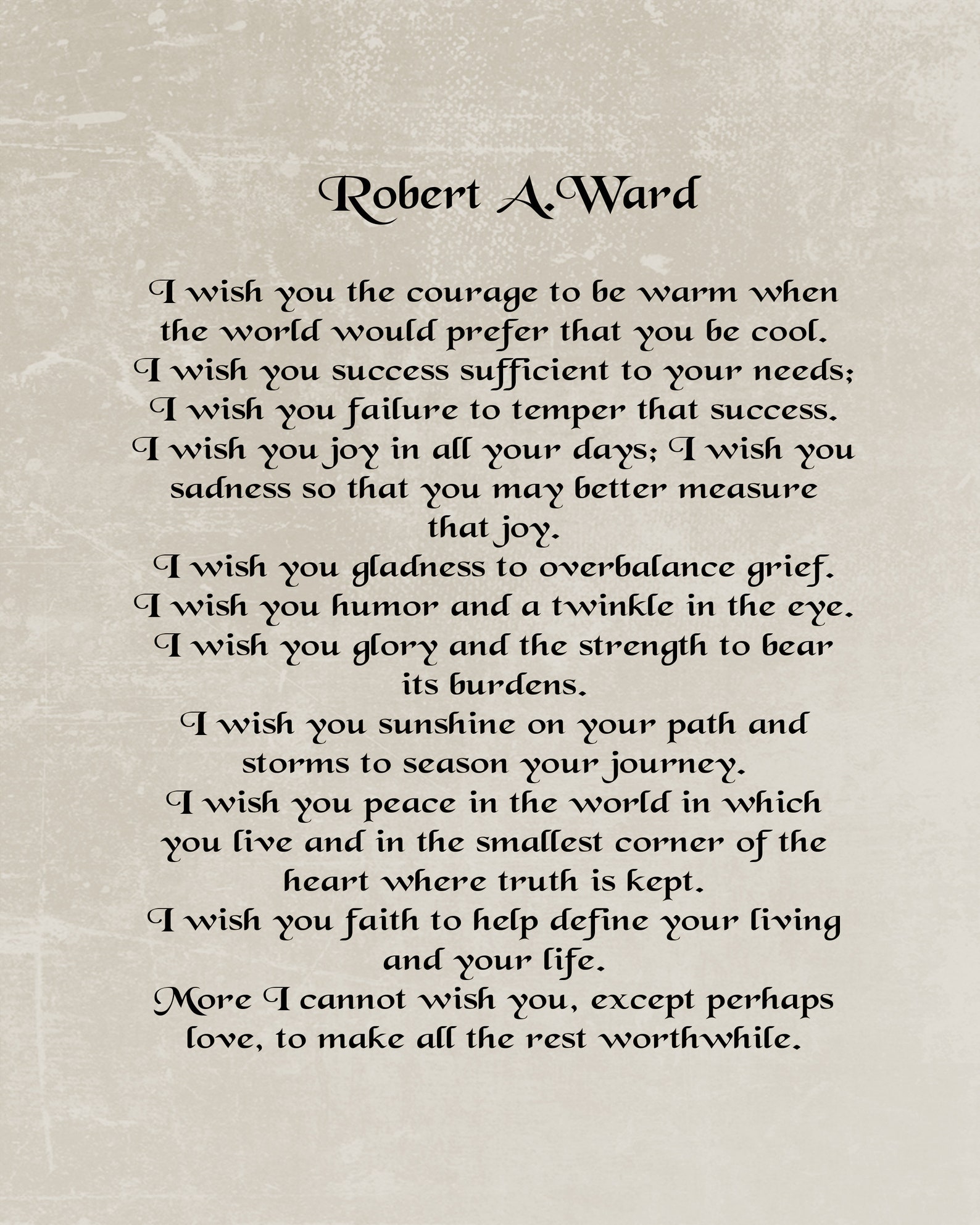Robert A. Ward I Wish You Poster, Print, Picture or Framed Photograph ...