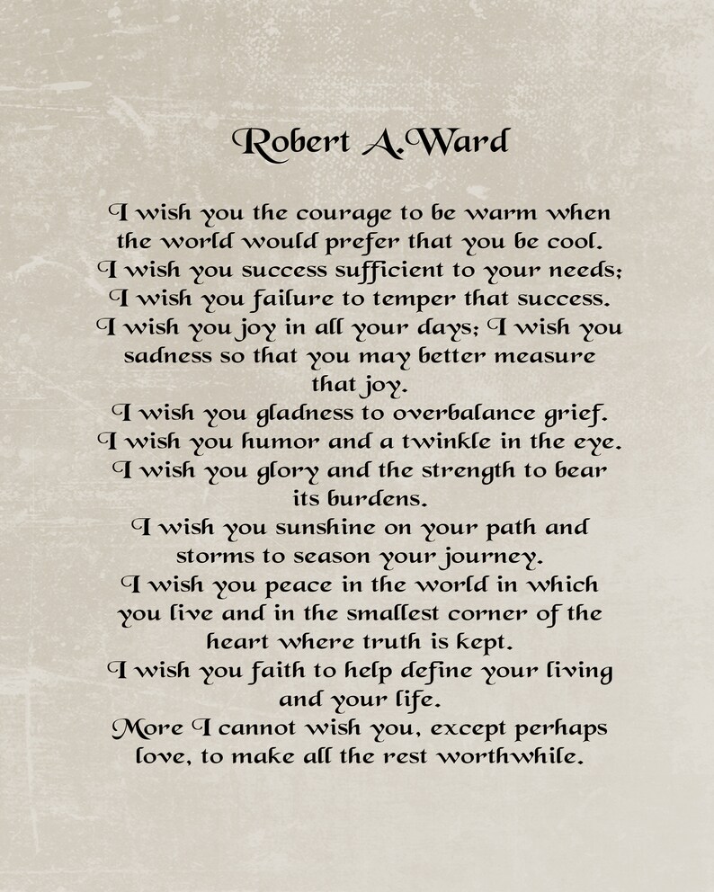 Robert A. Ward I Wish You Poster, Print, Picture or Framed Photograph ...