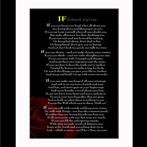 Rudyard Kipling Poem “if” | Motivational Poster, Print, Picture or ...