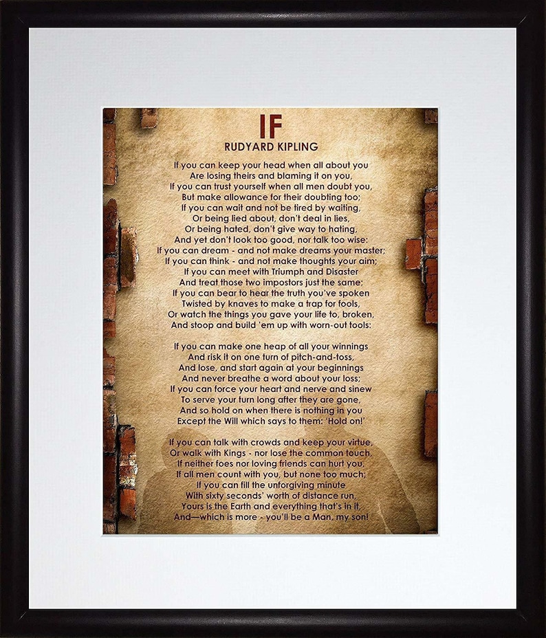 If Poem by Rudyard Kipling - Framed Poster Picture Print Motivational ...