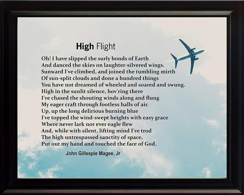 High Flight Poem by John Gillespie Magee Jr Poster Print | Etsy High Flight Poem by John Gillespie Magee Jr Poster Print | Etsy