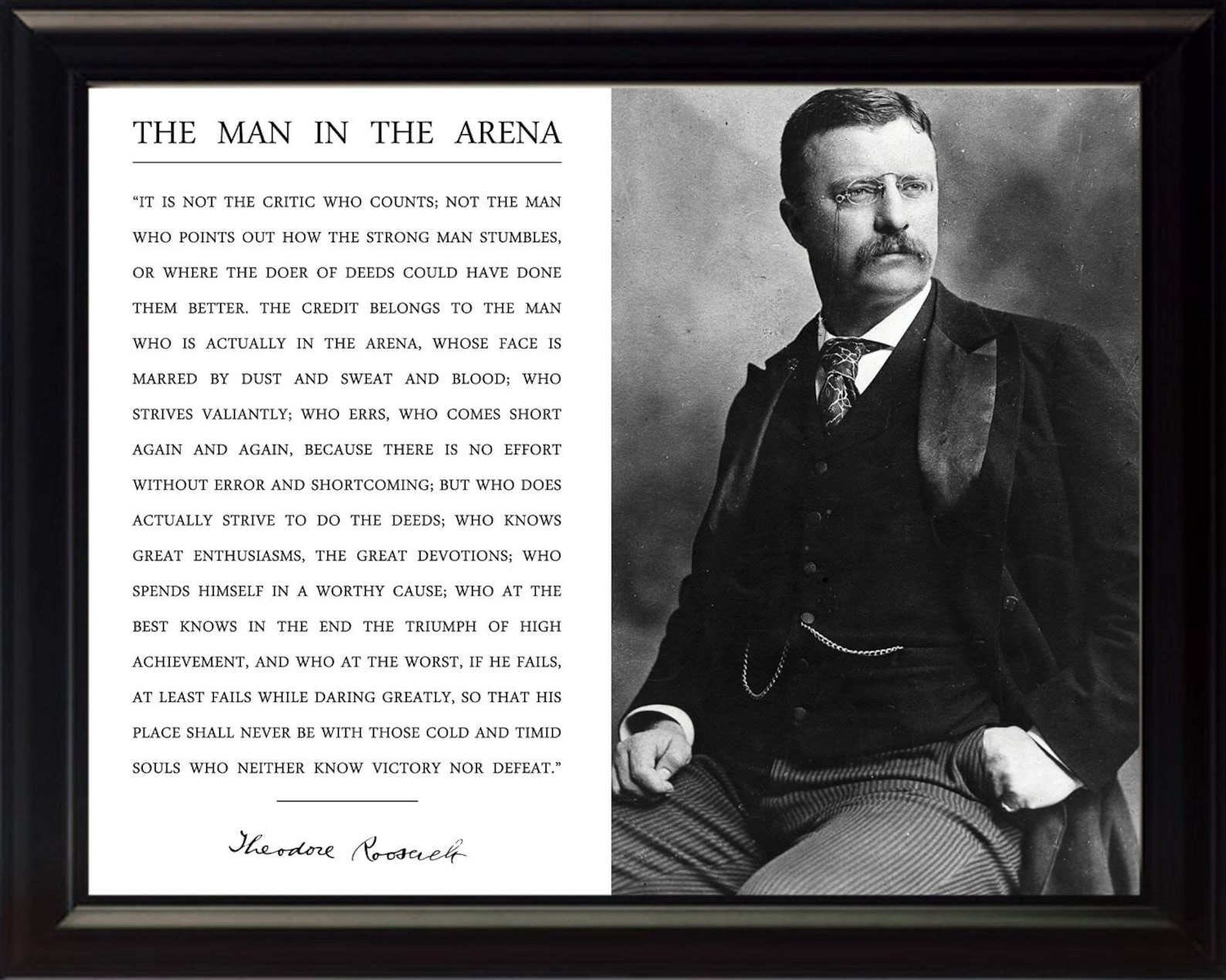 Theodore Teddy Roosevelt man in the Arena Quote - Etsy
