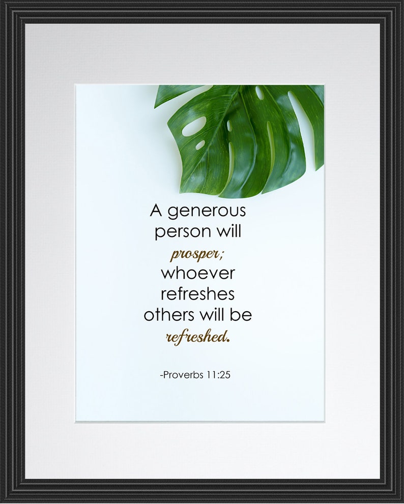 Proverbs 11:25 A Generous Poster Print Picture or Framed - Etsy