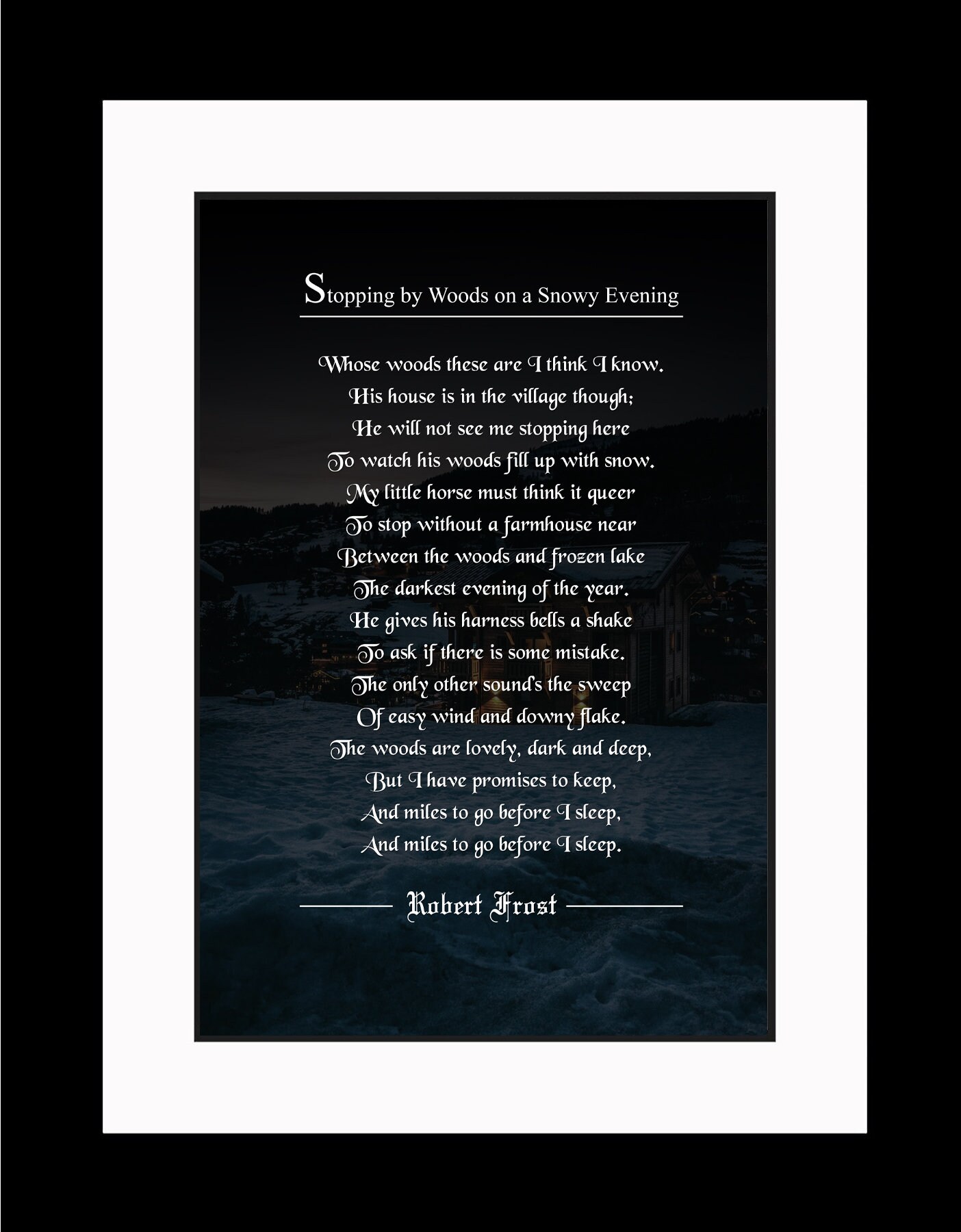 Robert Frost Stopping by Woods Poster Print Picture or | Etsy