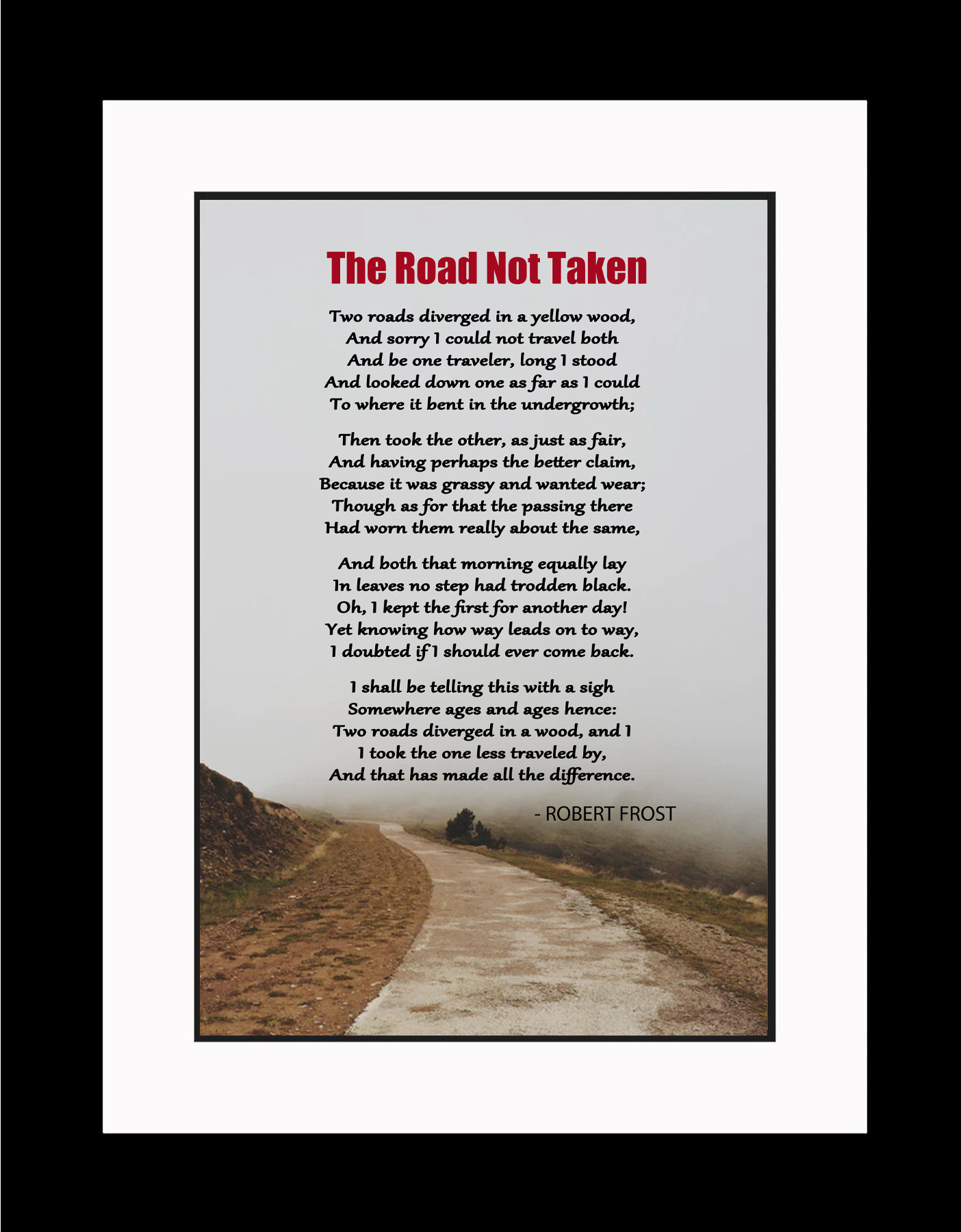 The Road Not Taken Poem by Robert Frost Motivational Poster - Etsy Canada