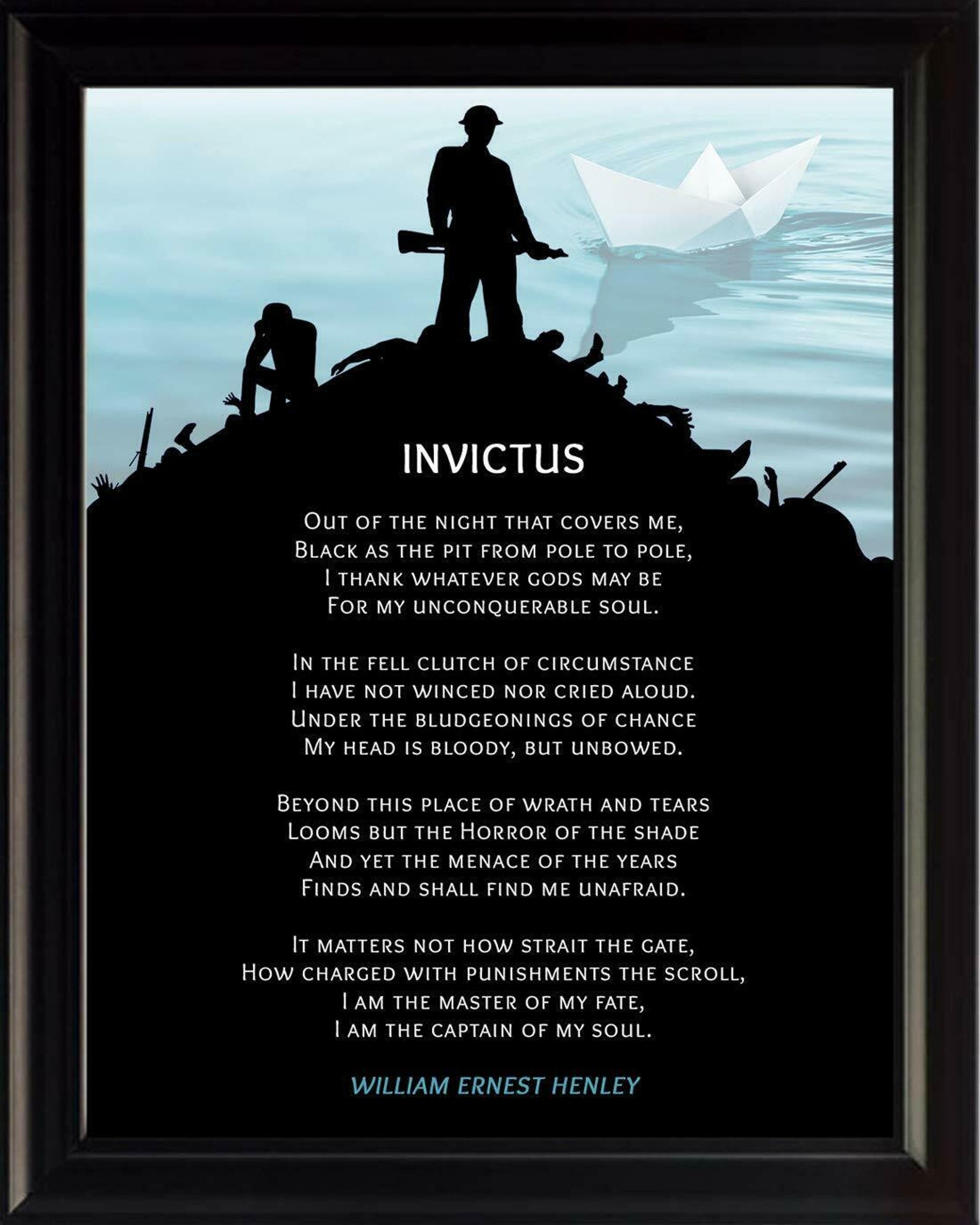 Invictus Poem by William | Motivational Poster Print Picture or Framed ...