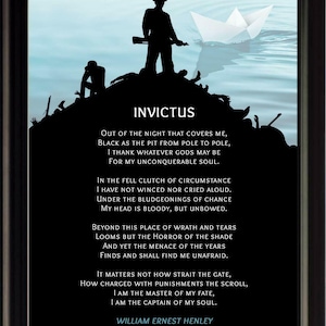 Invictus Poem by William | Motivational Poster Print Picture or Framed ...